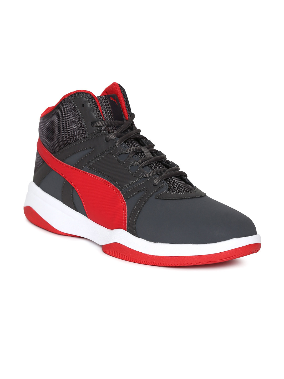 Buy Puma Men Charcoal & Red Rebound Street Evo SL High Top Sneakers ...