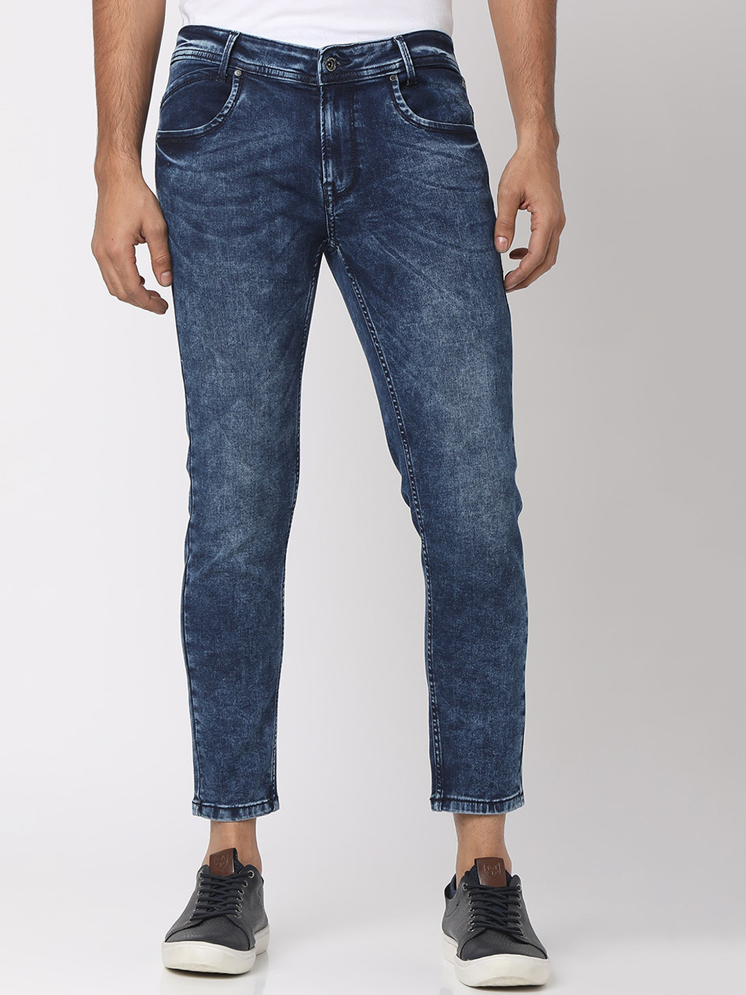 Buy Mufti Men Mid Rise Slim Fit Heavy Fade Clean Look Stretchable Jeans ...