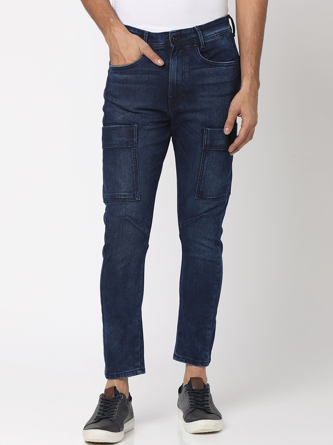 Buy Mufti Men Slim Fit Low Distress Light Fade Stretchable Jeans ...