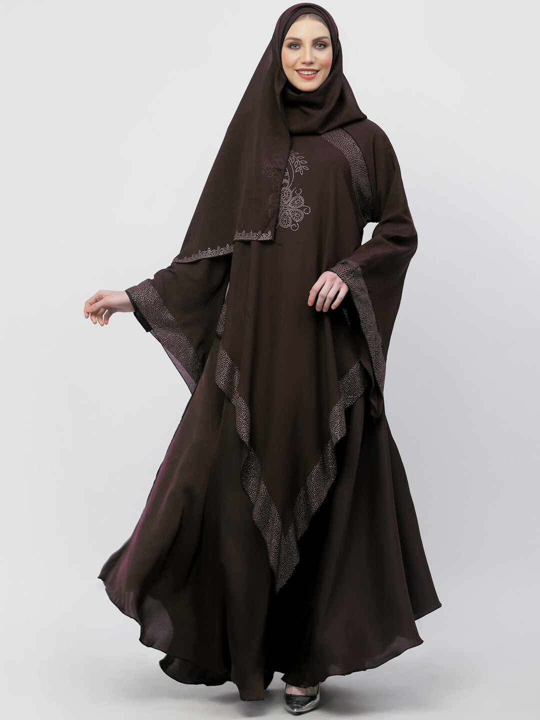 Buy Arrabi Embellished Detail Burqa With Scarf - Burqas for Women ...