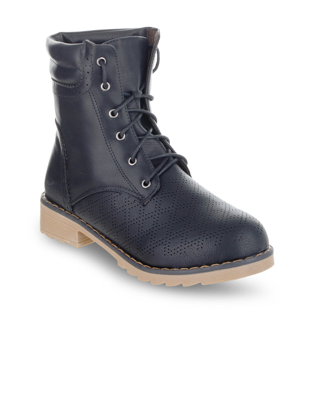 Buy SHUZ TOUCH Women Black Solid Synthetic High Top Flat Boots - Boots ...