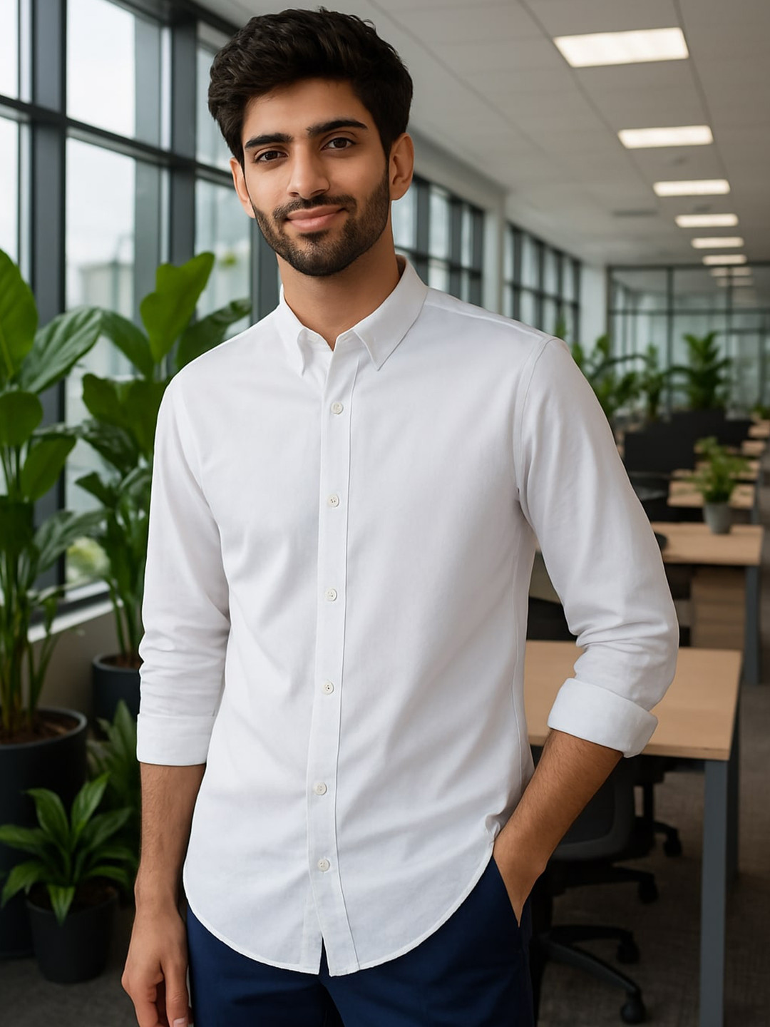 Buy KINGDOM OF WHITE Pure Cotton Concealed Button Down Shirt - Shirts ...