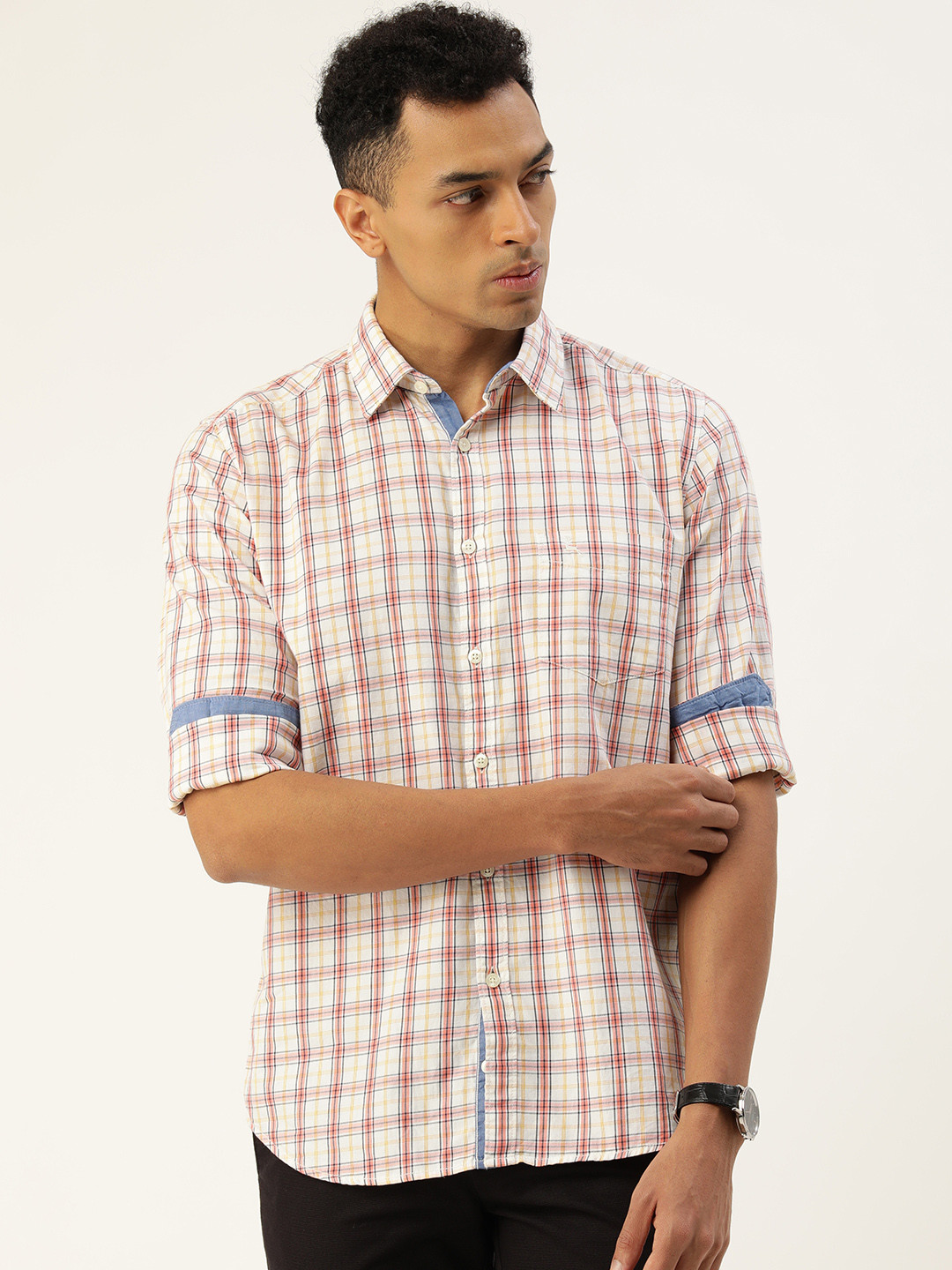 Buy Parx Pure Cotton Slim Fit Checked Casual Shirt - Shirts for Men ...