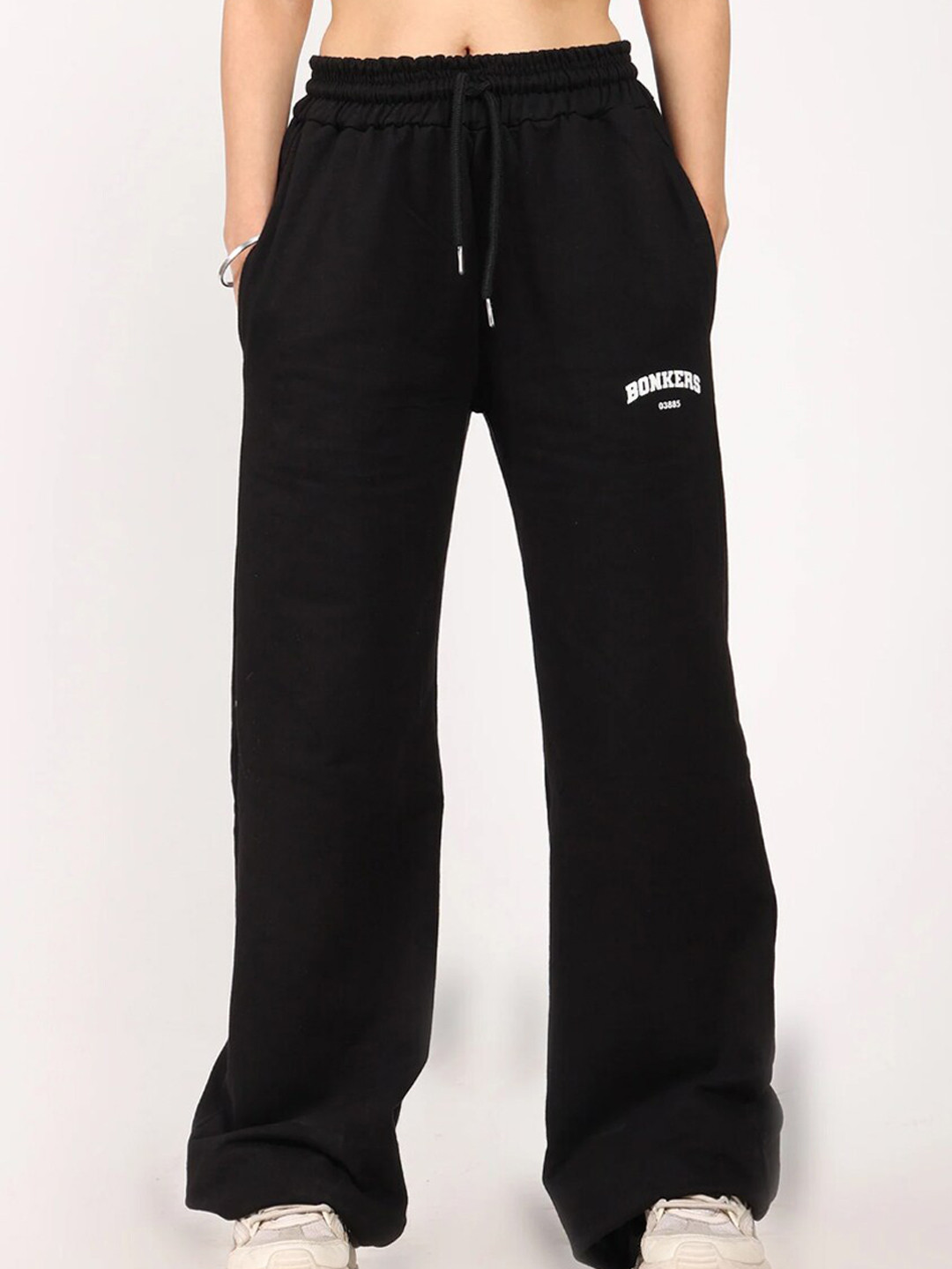 Buy Bonkers Corner Women Black Mid Rise Wide Leg Track Pants - Track ...