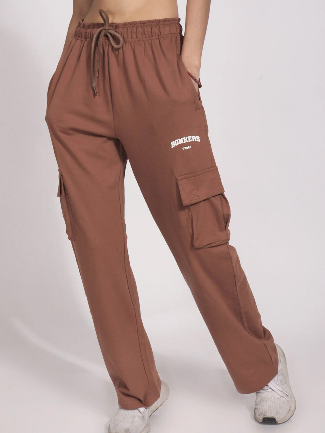 Buy Bonkers Corner Women Brown Cotton Straight Cargo Track Pants ...