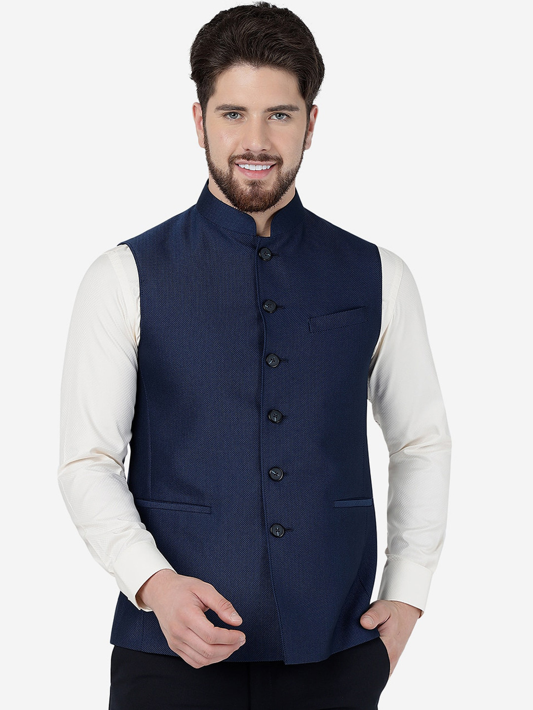 Buy MODI JACKET Men Woven Design Mandarin Collar Nehru Jackets - Nehru ...
