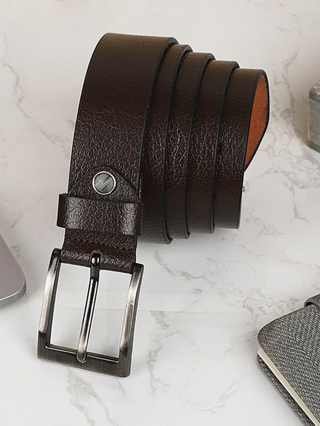 Buy Roadster Brown Men Textured Leather Formal Belt - Belts for Men ...