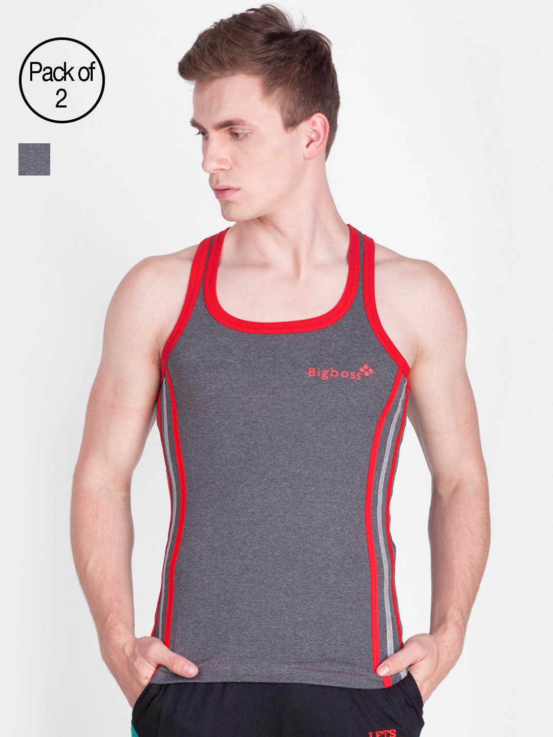 Buy Dollar Bigboss Men Solid Pack Of 2 Cotton Racerback Styled Gym Vest ...