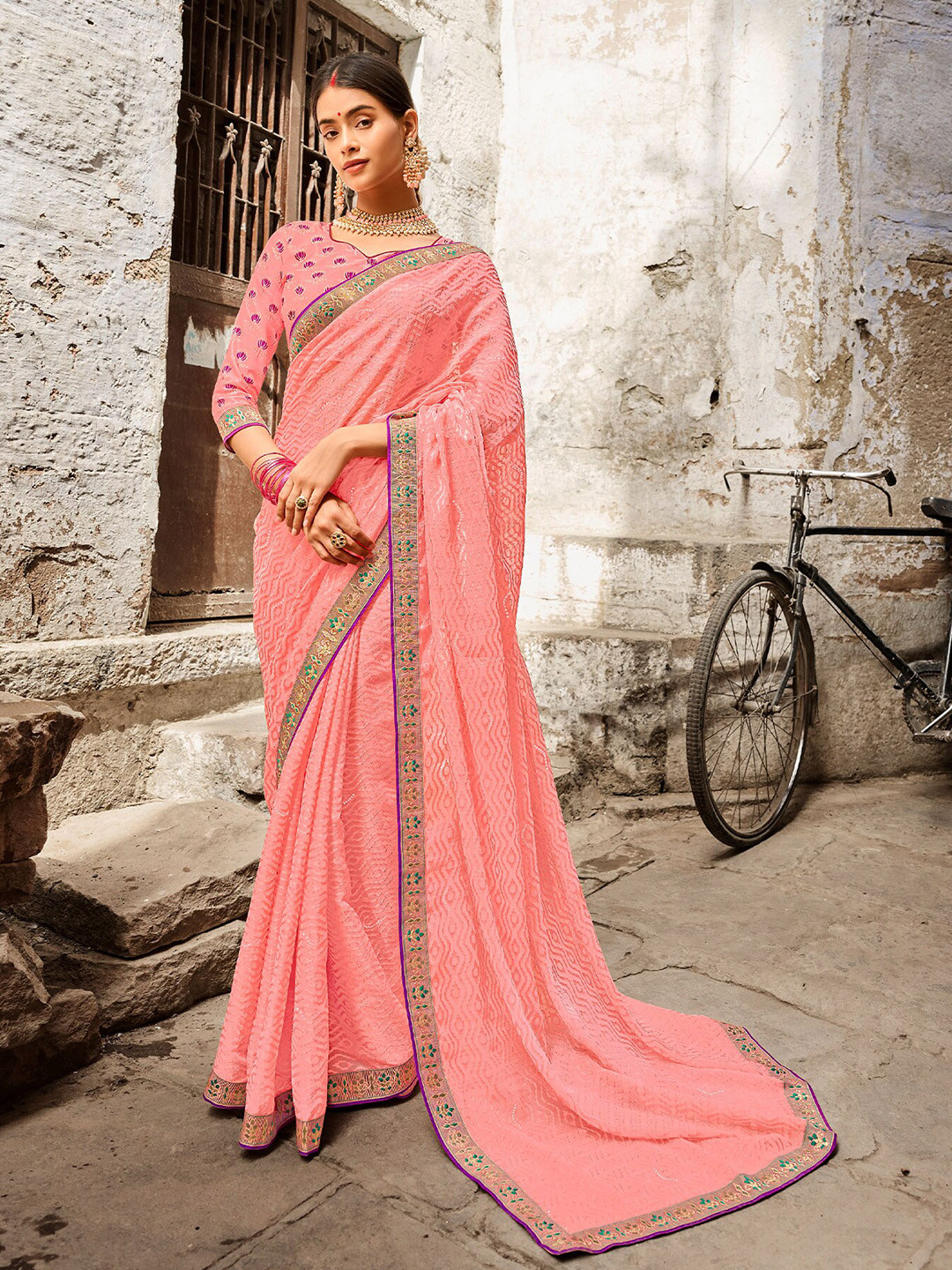 Buy Laxmipati Embroidered Brasso Saree - Sarees for Women 23302550 | Myntra