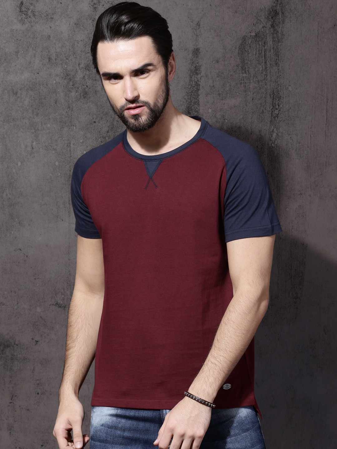 Buy Roadster Men Maroon Solid Round Neck T Shirt Tshirts For Men