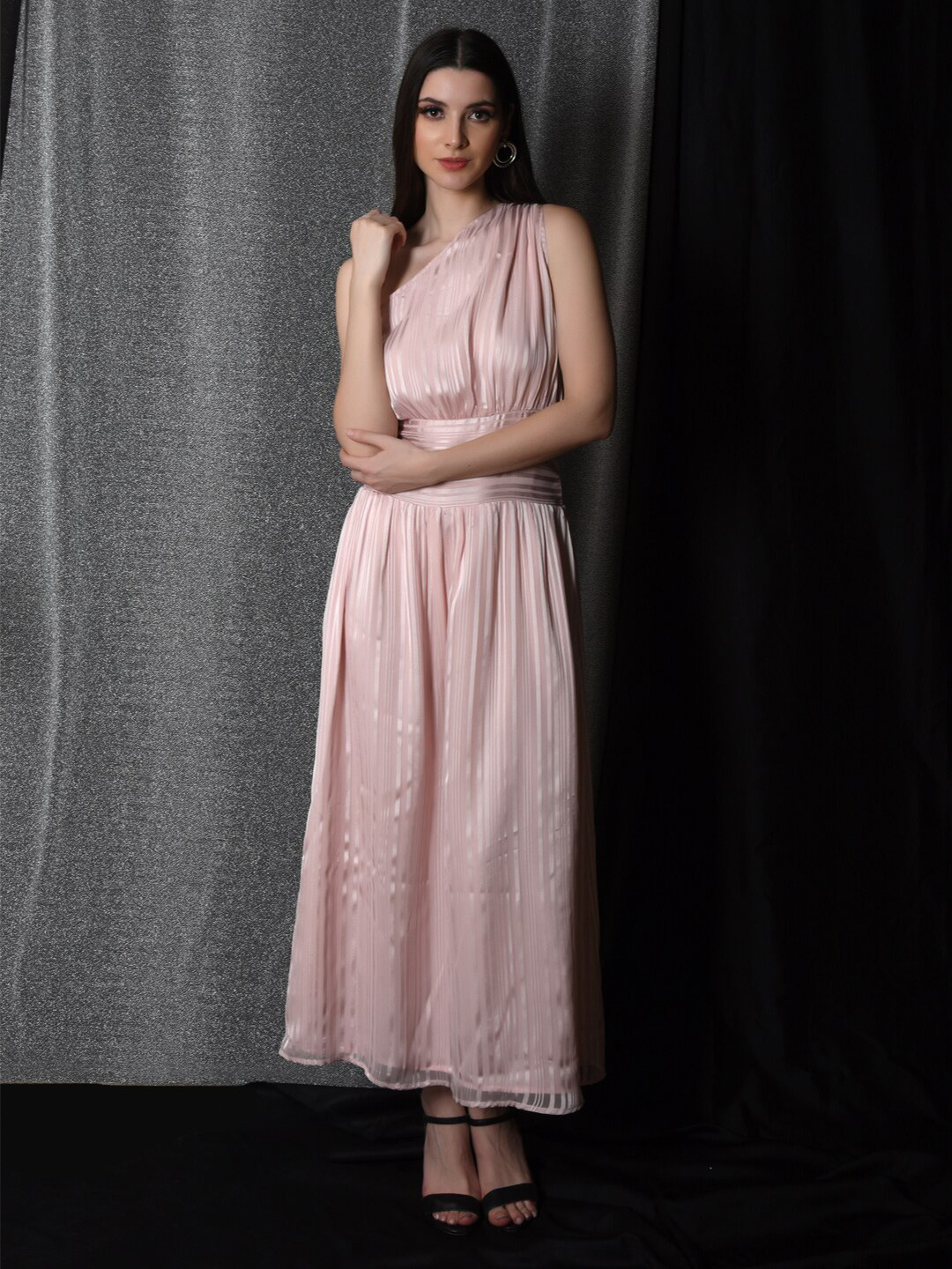 Buy FLAWLESS Striped Fit &Flare One Shoulder Maxi Dress - Dresses for ...