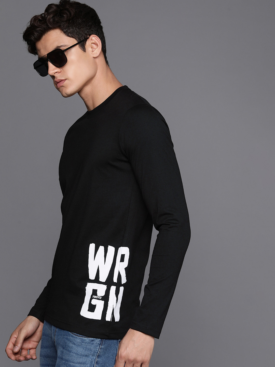 Buy WROGN Brand Logo Printed Slim Fit T Shirt - Tshirts for Men ...