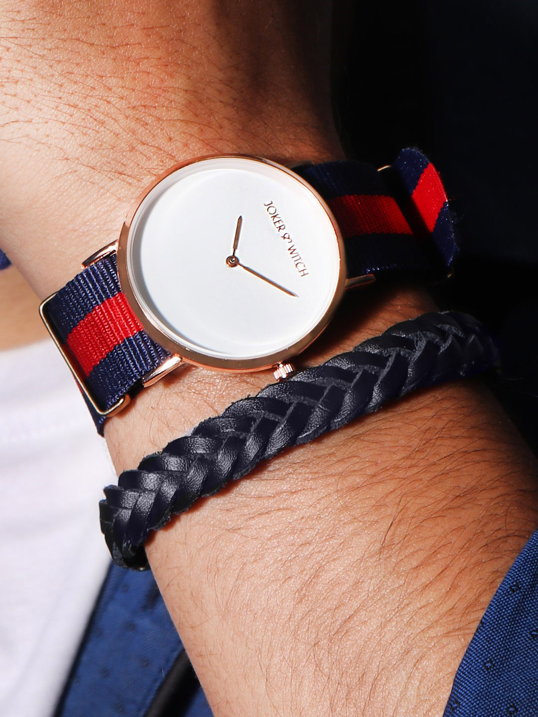 Buy JOKER & WITCH Men Blue & Red Nato Watch Bracelet Stack - Watch Gift ...