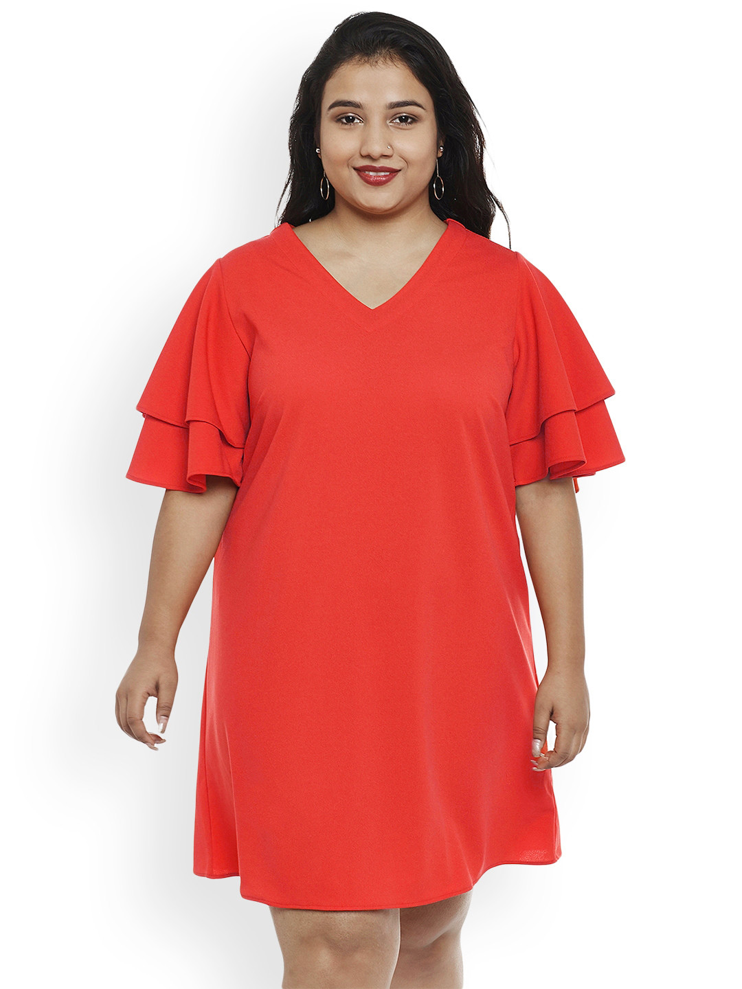 Buy NuBella Plus Size Women Red Solid Sheath Dress - Dresses for Women ...