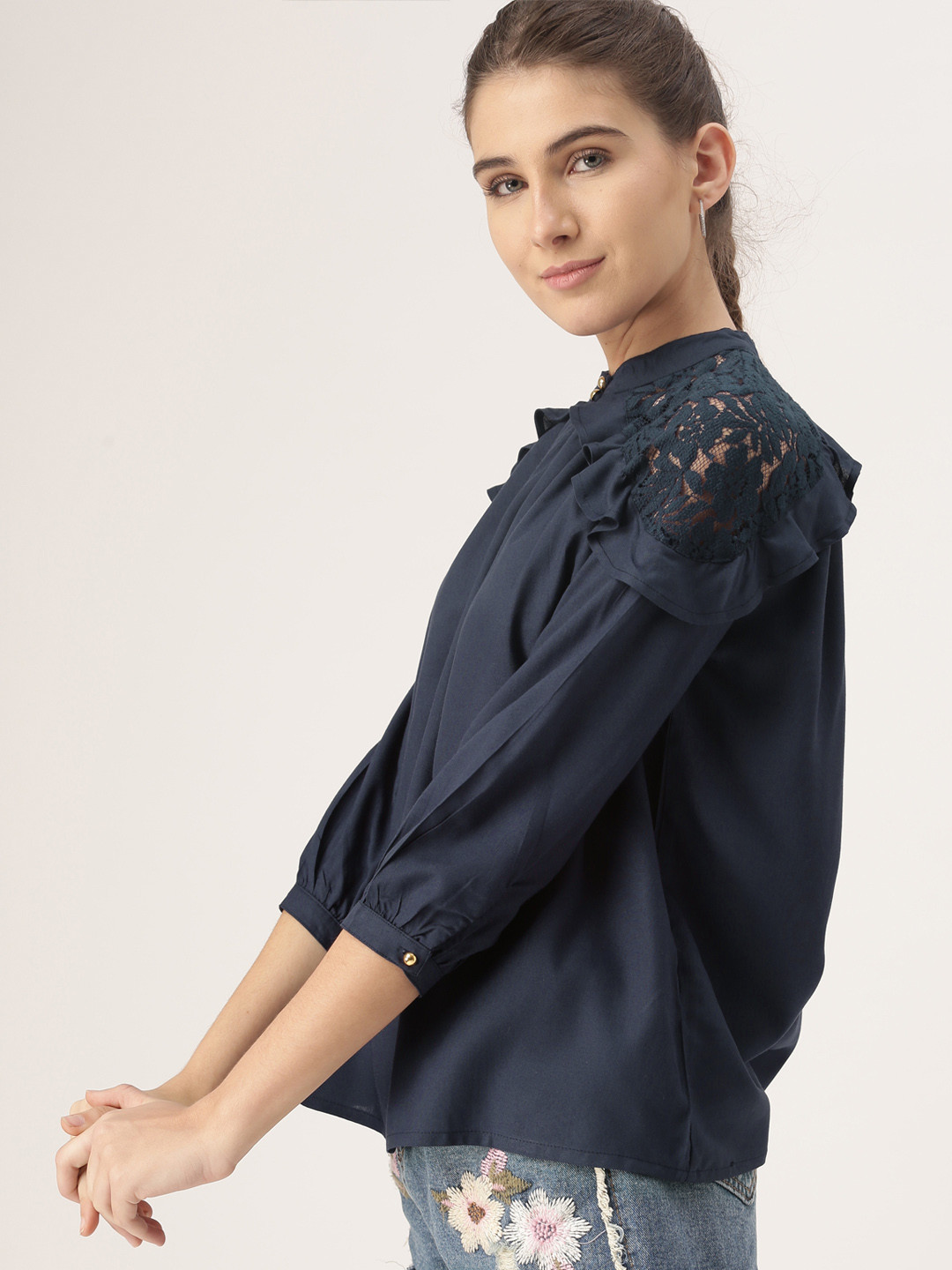 Buy DressBerry Women Navy Solid Top - Tops for Women 2331599 | Myntra
