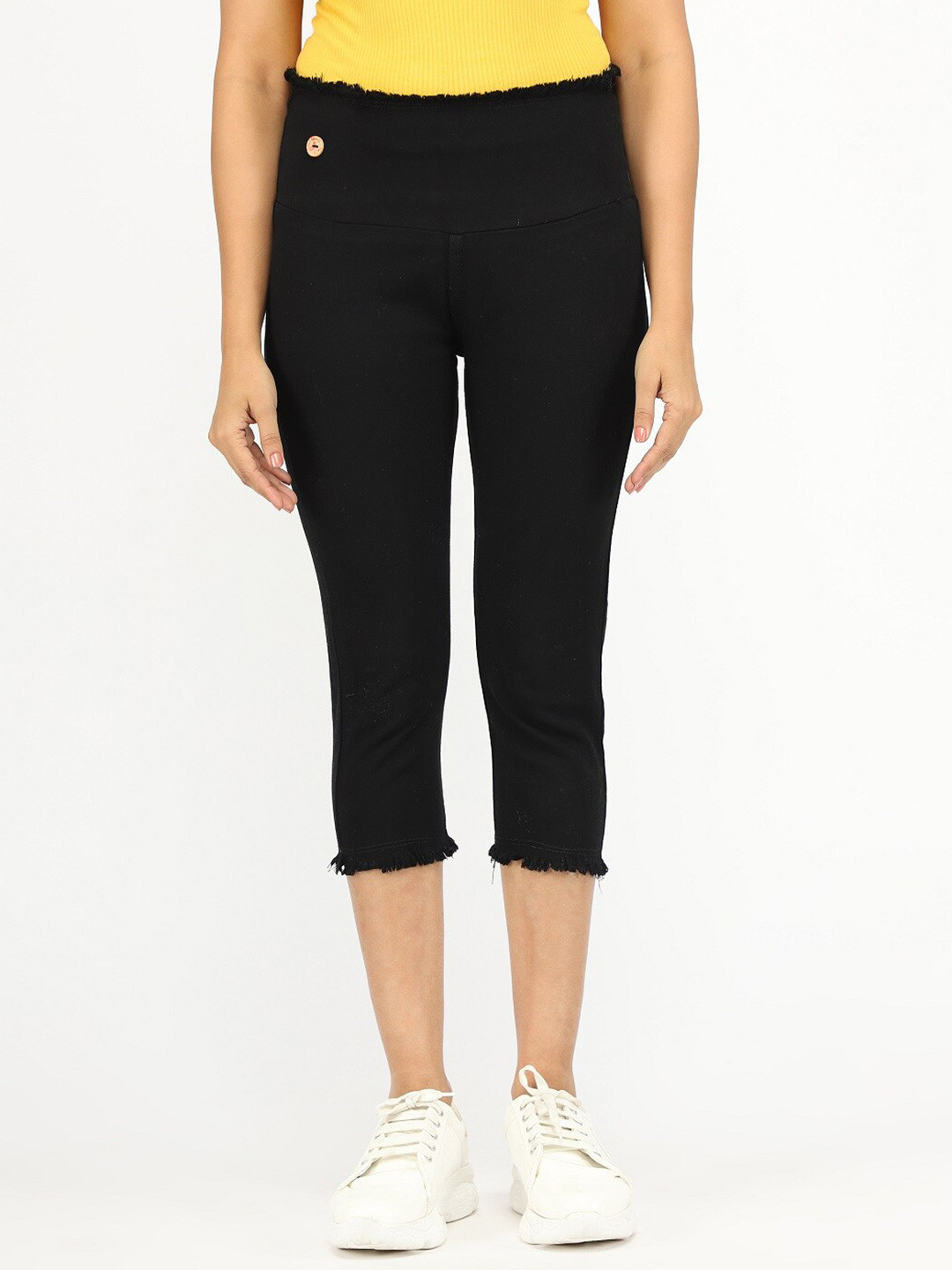 Buy BAESD Women High Rise Distressed Denim Capris - Capris for Women ...