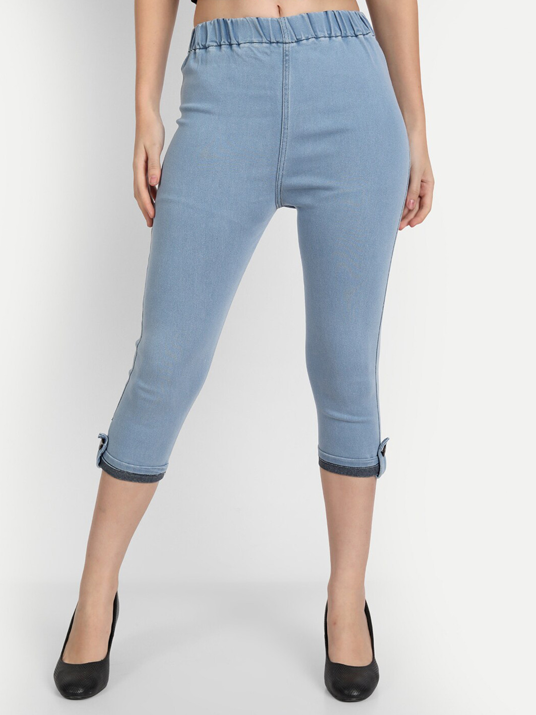 Buy BAESD Women High Rise Denim Capris - Capris for Women 23322970 | Myntra