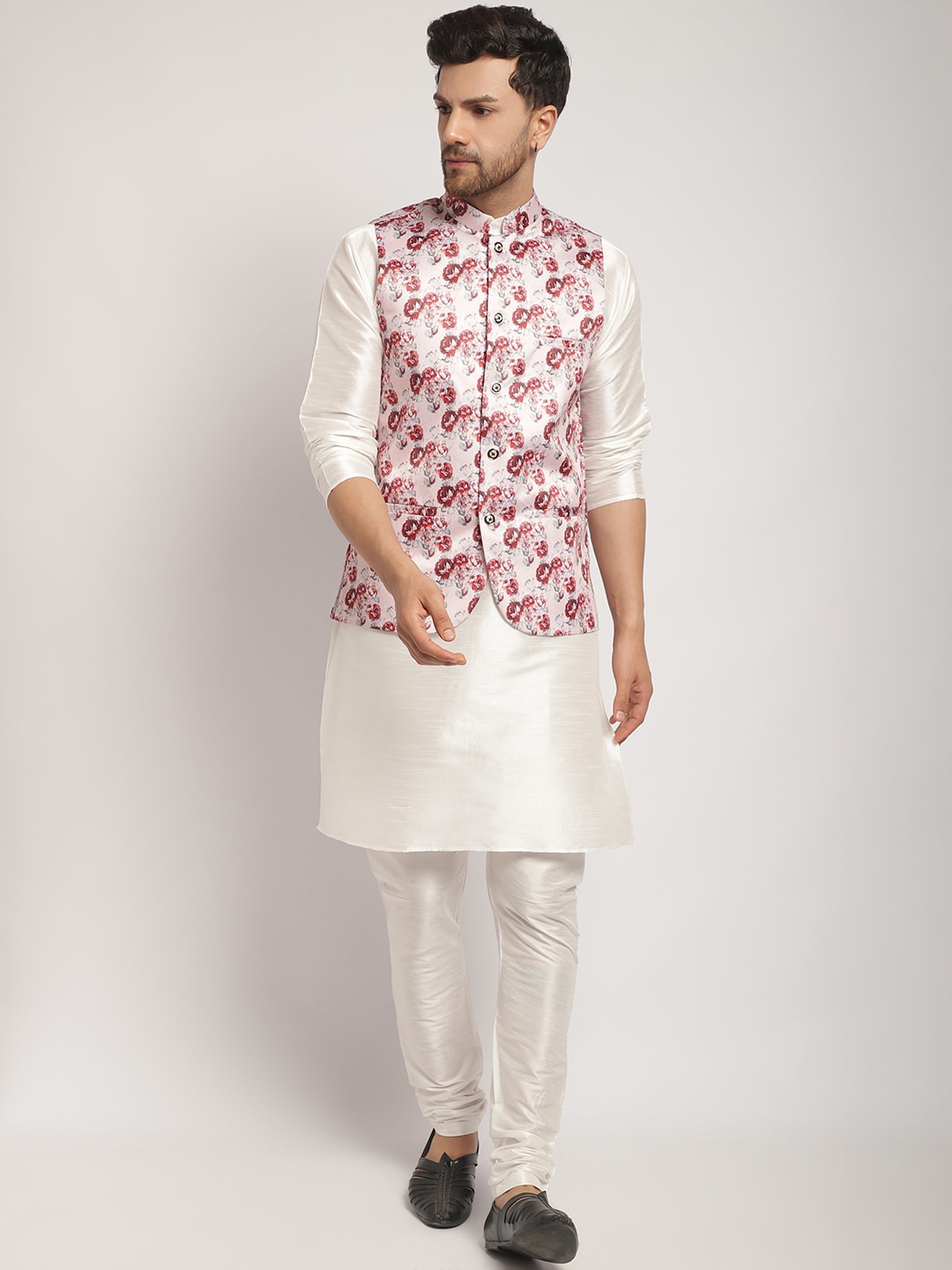 Buy Kaifoo Band Collar Kurta With Churidar & Nehru Jacket - Kurta Sets ... Buy Kaifoo Band Collar Kurta With Churidar & Nehru Jacket - Kurta Sets ...