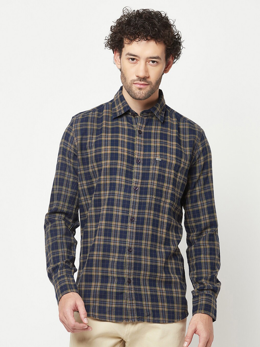 Buy Crimsoune Club Slim Fit Checked Pure Cotton Casual Shirt Shirts