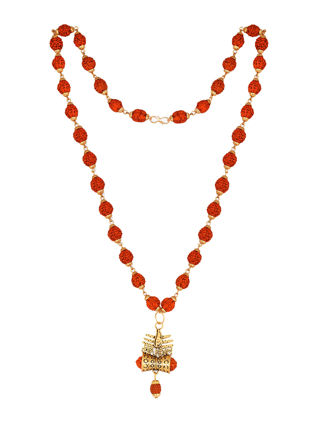 Buy Vighnaharta Men Gold Plated Rudraksha Beaded Om Nam Shiv Mala ...