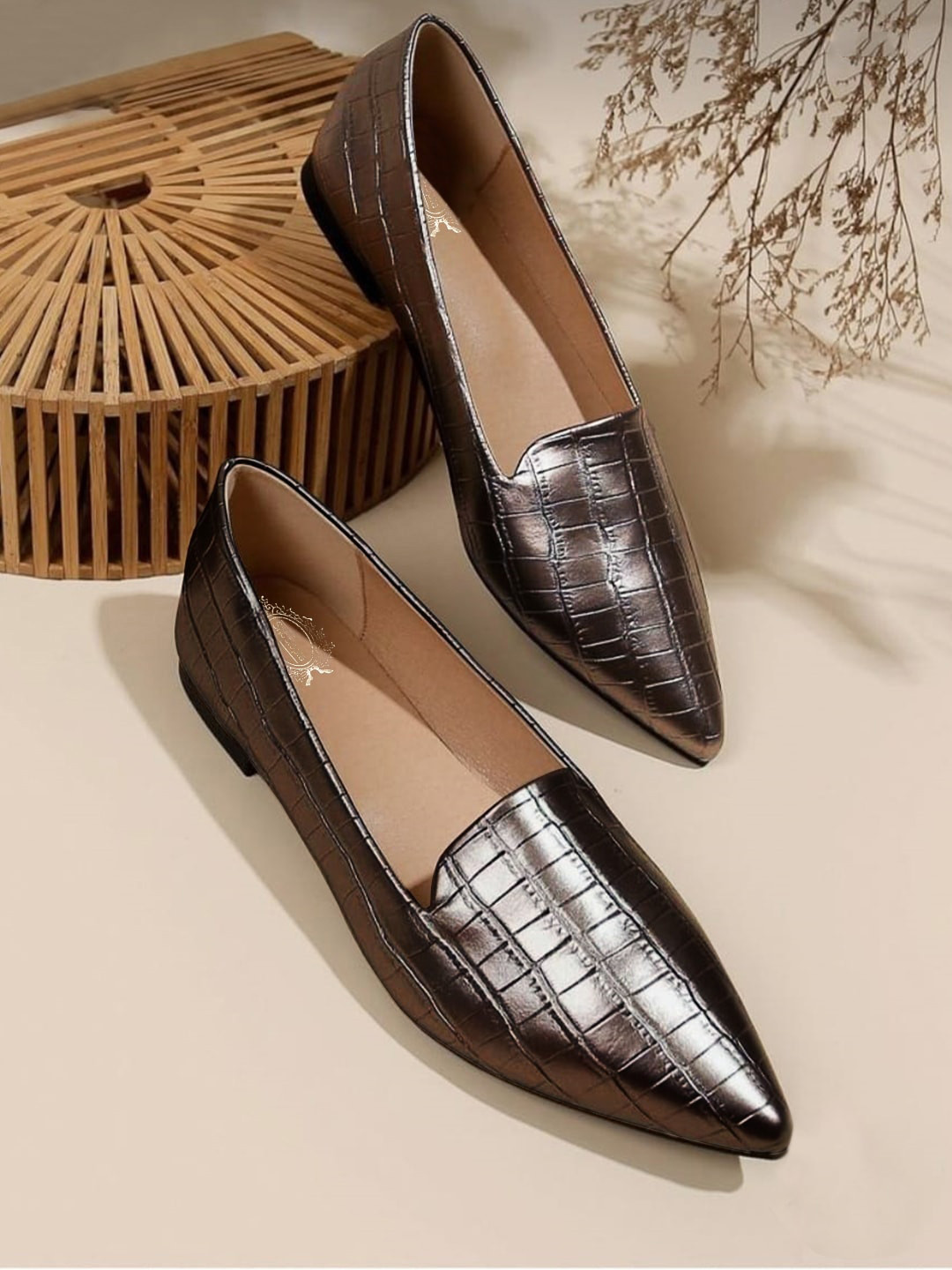 Buy Shoetopia Textured Pointed Toe Ballerinas Flats - Flats for Girls ...