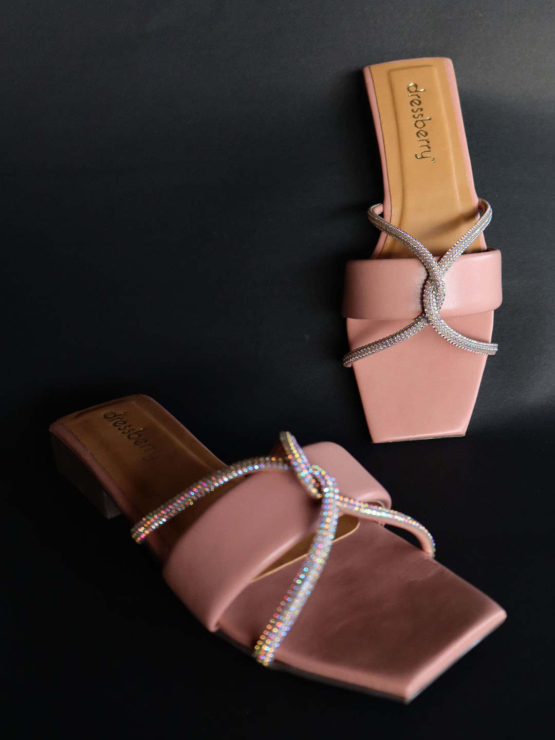 Buy DressBerry Pink Embellished Open Toe Flats - Flats for Women ...