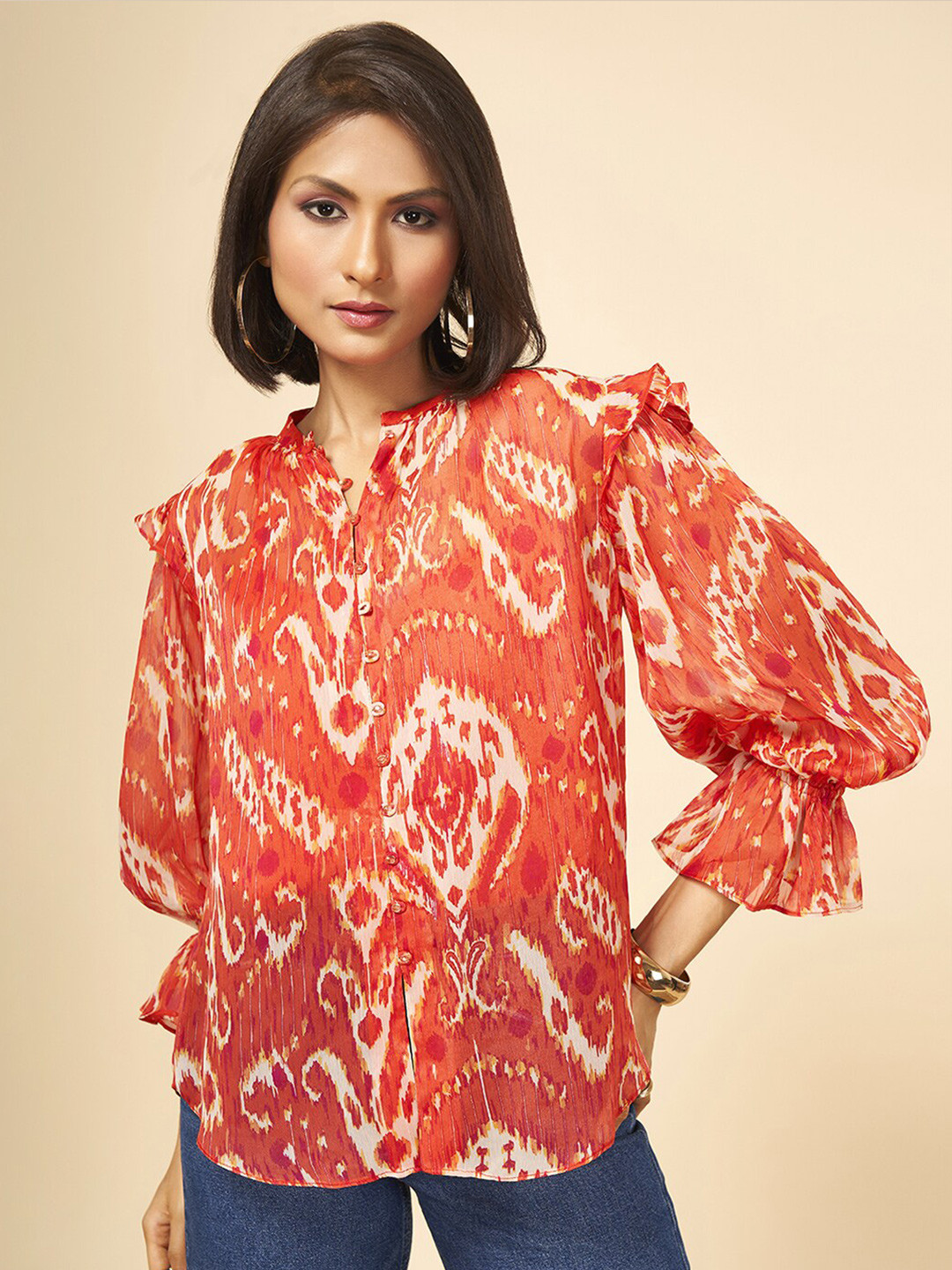 Buy Marigold Lane Abstract Printed Shirt Style Top - Tops for Women ...