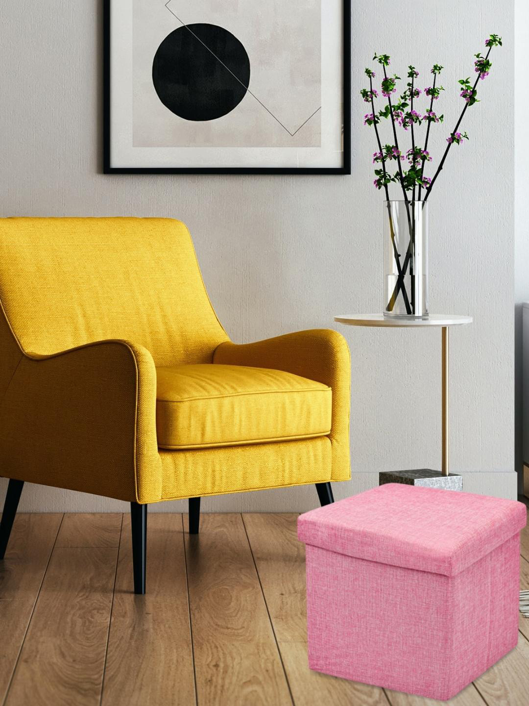 Buy Black Gold Pink Portable Square Ottoman - Ottomans for Unisex ...