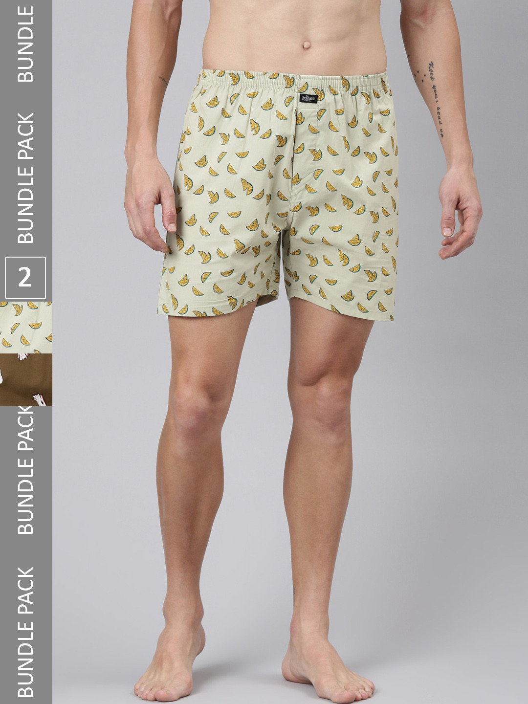 Buy Roadster Men Pack Of 2 Brown And Beige Printed Pure Cotton Boxers ...
