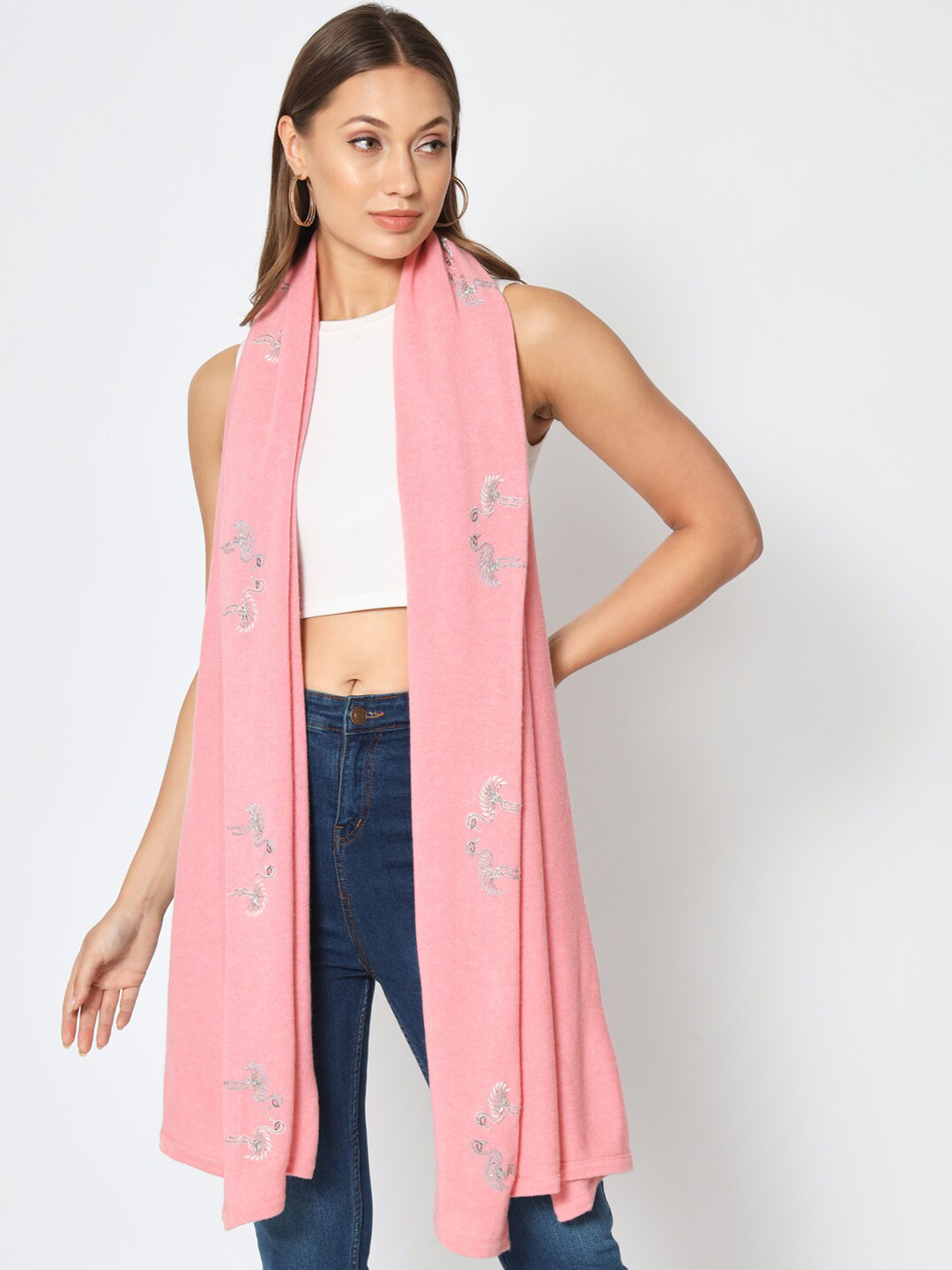 Buy MODARTA Embroidered Pure Pashmina Poncho Shawl - Shawl for Women ...