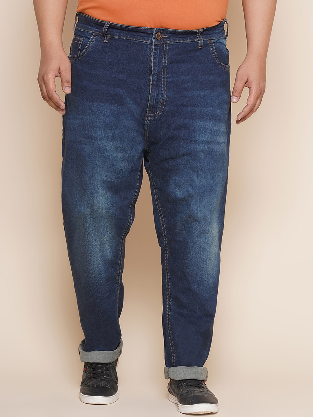 Buy John Pride Plus Size Men Mid Rise Light Fade Stretchable Jeans ...