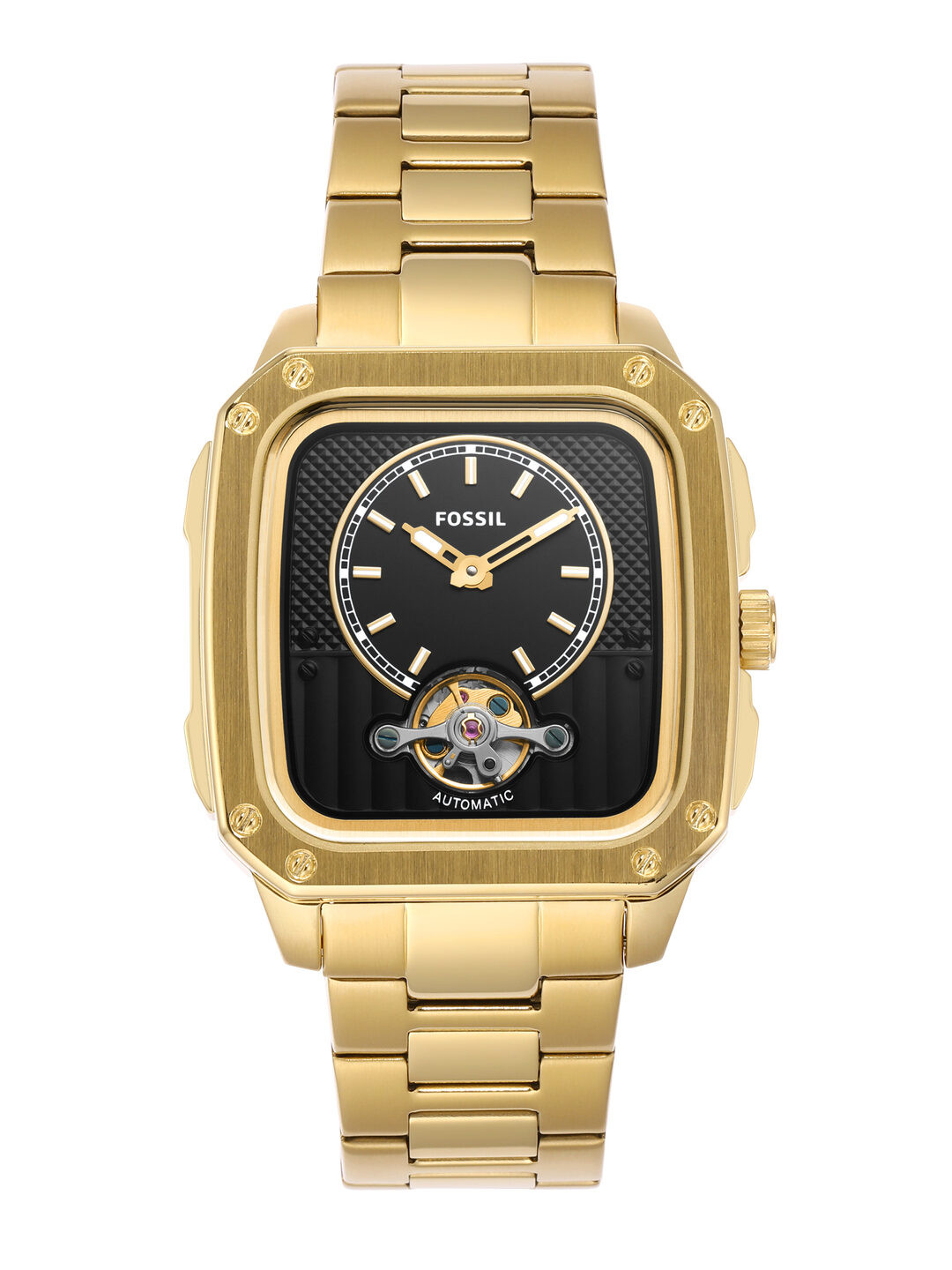 Buy Fossil Men Inscription Analogue Automatic Motion Powered Watch ...