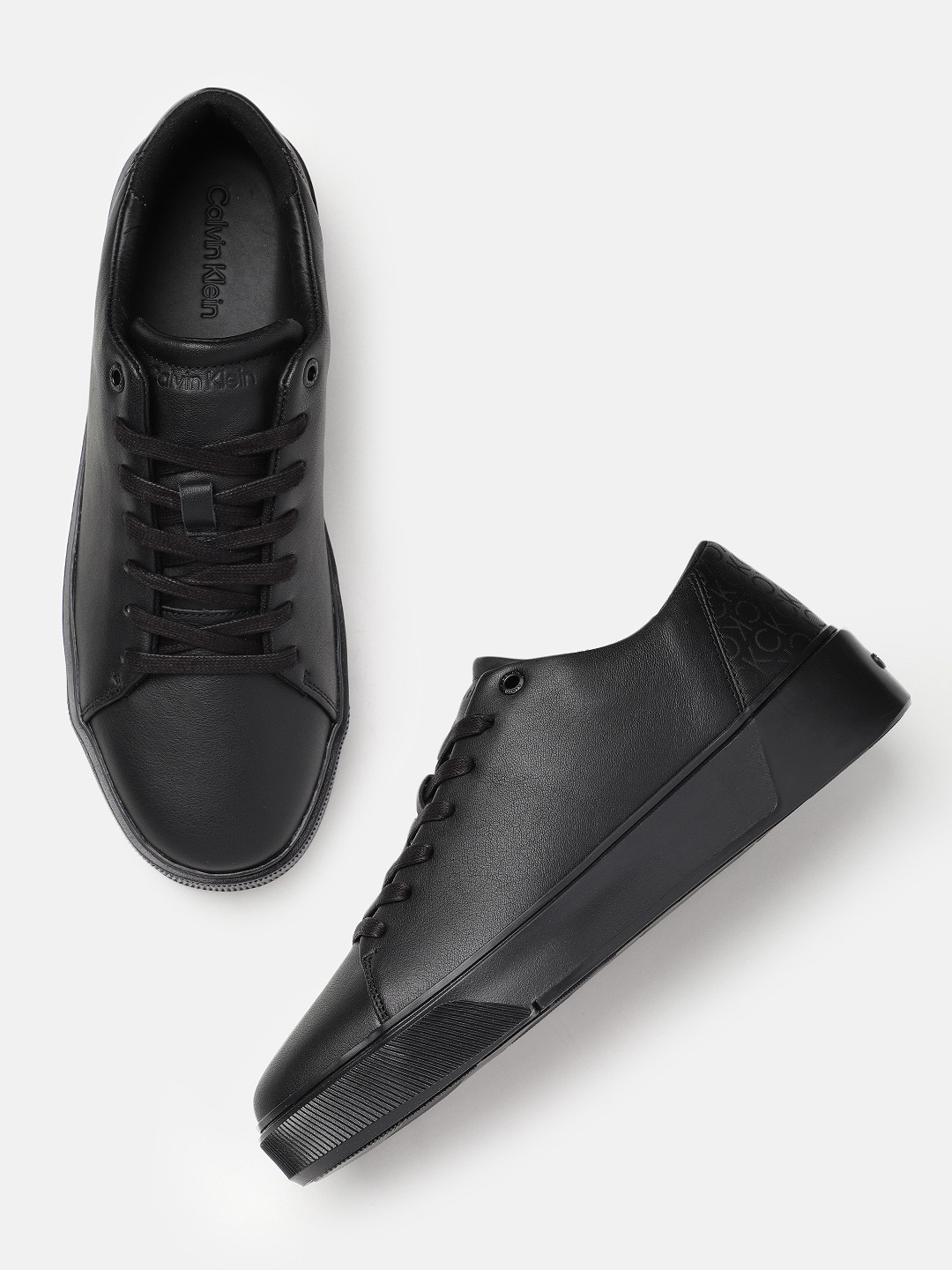 Buy Calvin Klein Men Solid Leather Sneakers With Minimal Brand Logo ...