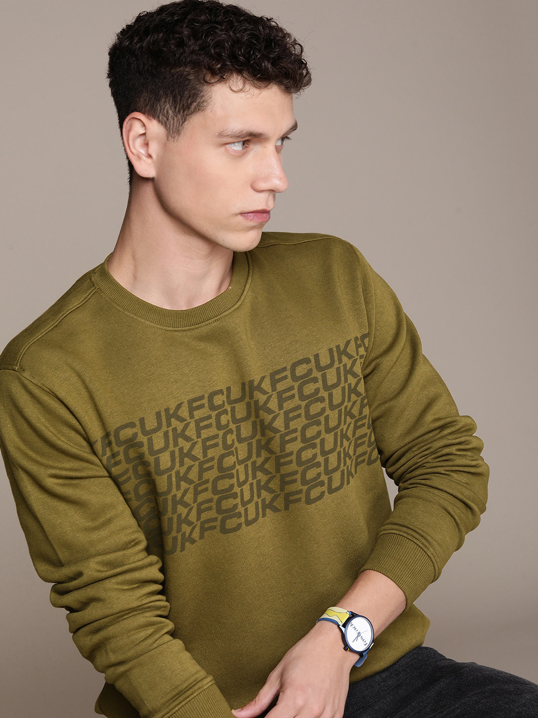 Buy FCUK Men Brand Logo Printed Sweatshirt - Sweatshirts for Men ...