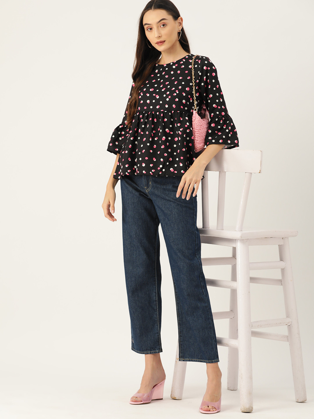 Buy DressBerry Geometric Print Bell Sleeve Top - Tops for Women ...