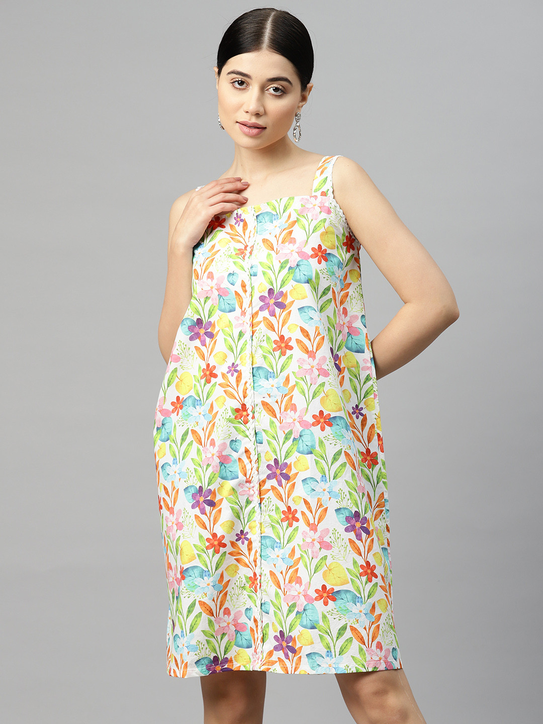 Buy BUTA BUTI Floral Print A Line Cotton Dress - Dresses for Women ...