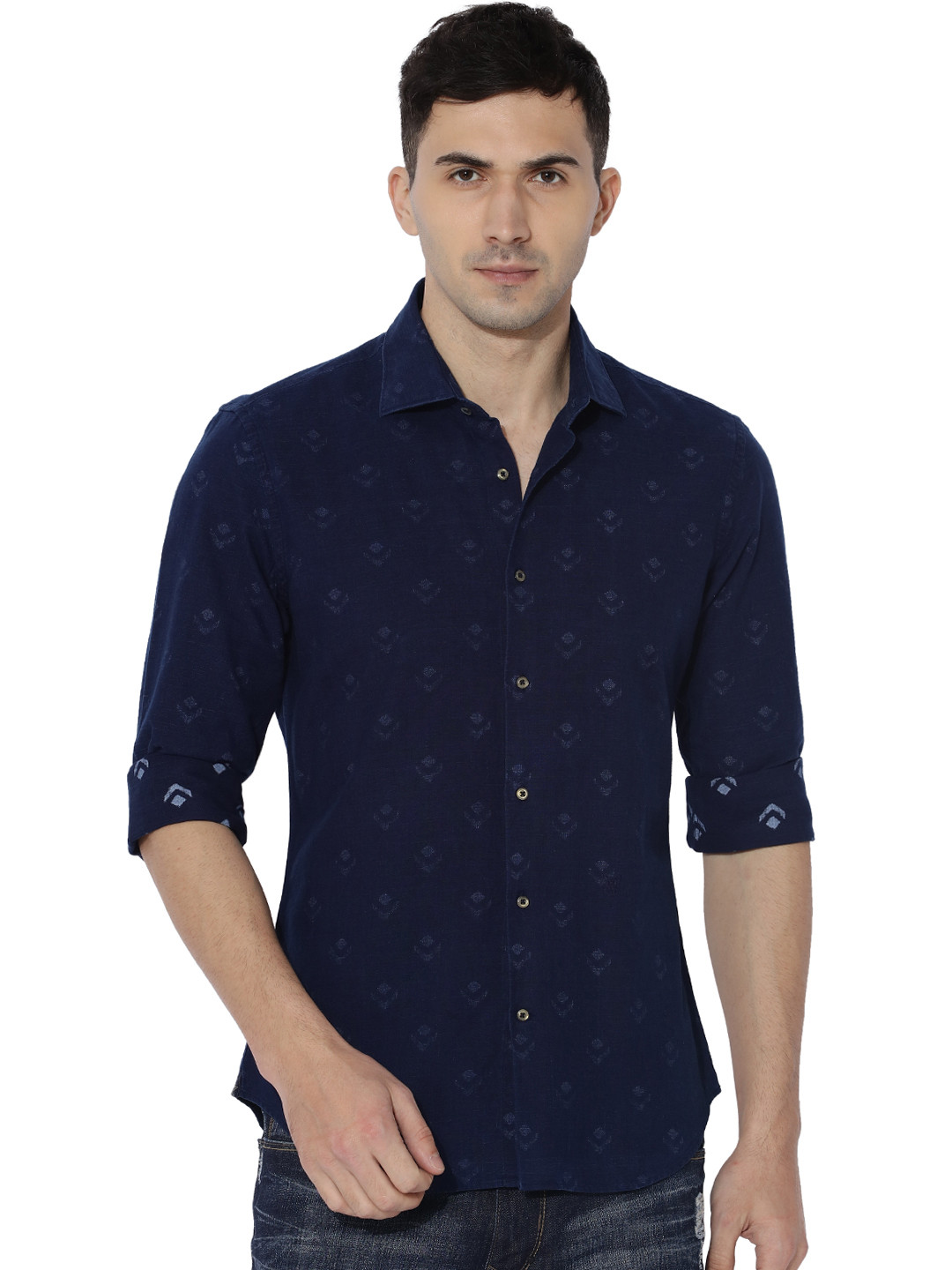 Buy RARE RABBIT Men Navy Slim Fit Printed Casual Shirt - Shirts for Men ...