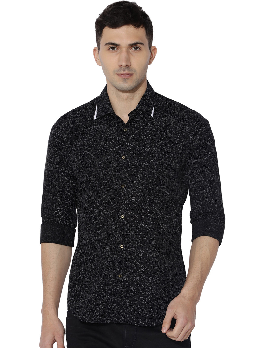 Buy RARE RABBIT Men Black Slim Fit Printed Casual Shirt - Shirts for ...