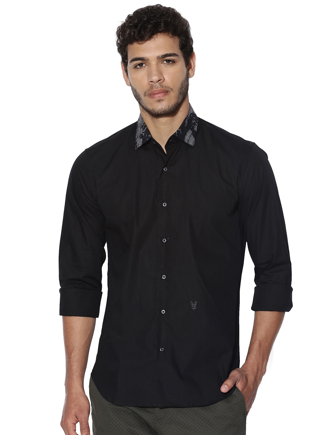 Buy Rare Rabbit Men Black Slim Fit Solid Casual Shirt Shirts For Men