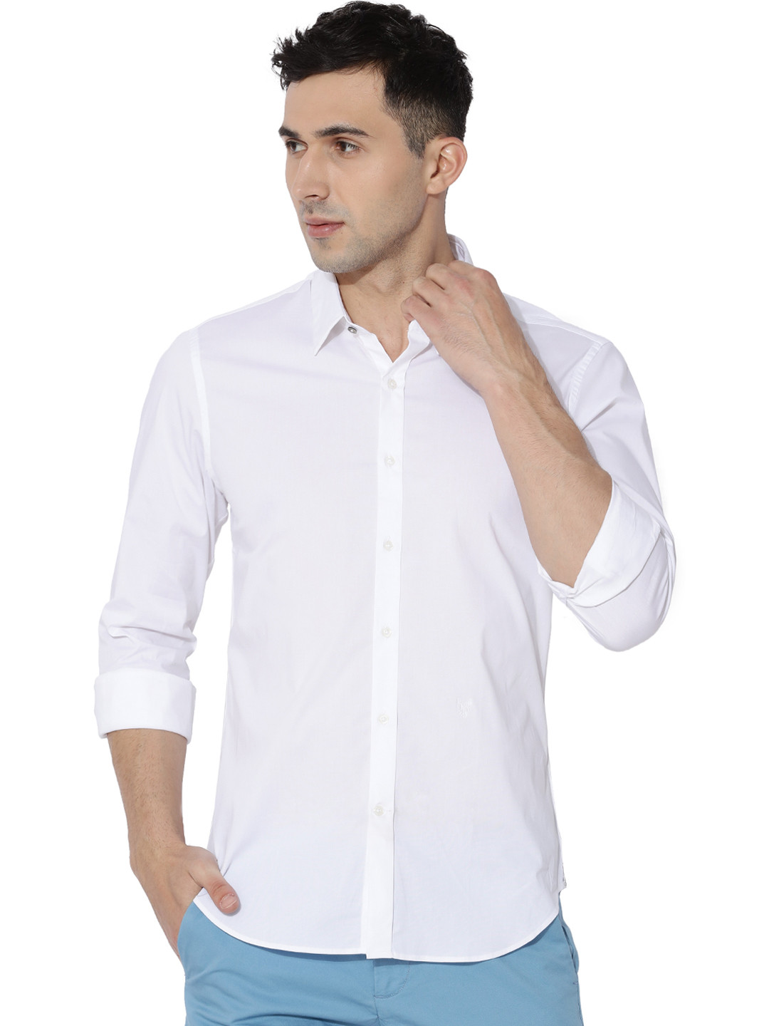 Buy RARE RABBIT Men White Slim Fit Solid Casual Shirt - Shirts for Men ...