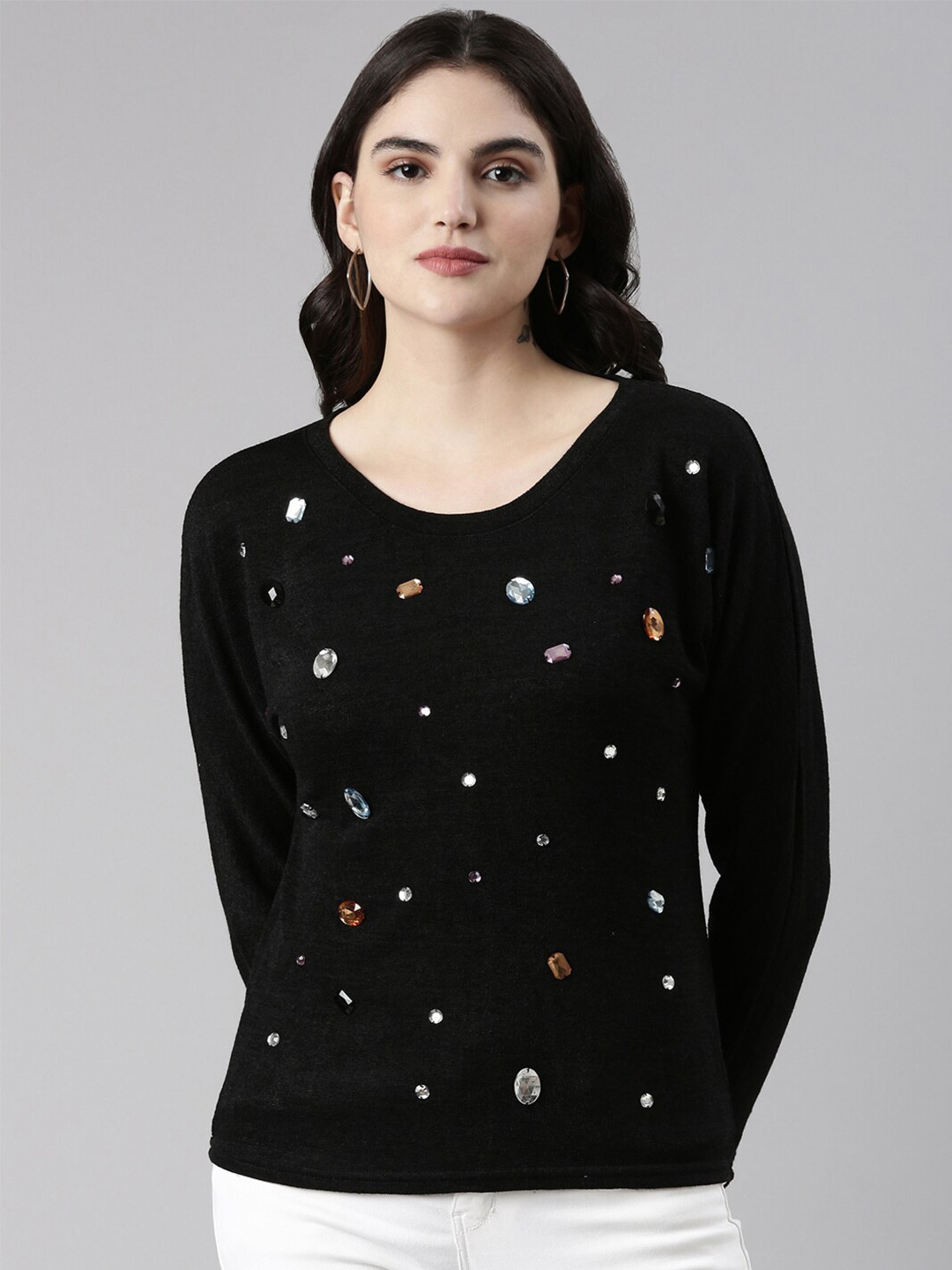 Buy SHOWOFF Embellished Studded Woollen Top - Tops for Women 23368902 ...