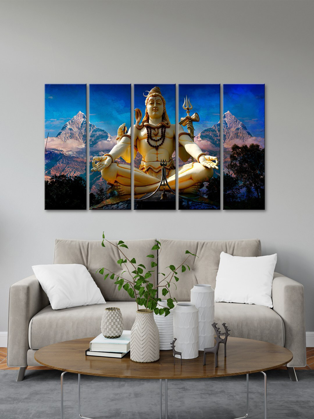 Buy 999Store Blue 5 Pieces Lord Shiva With Mountain View Modern Art ...
