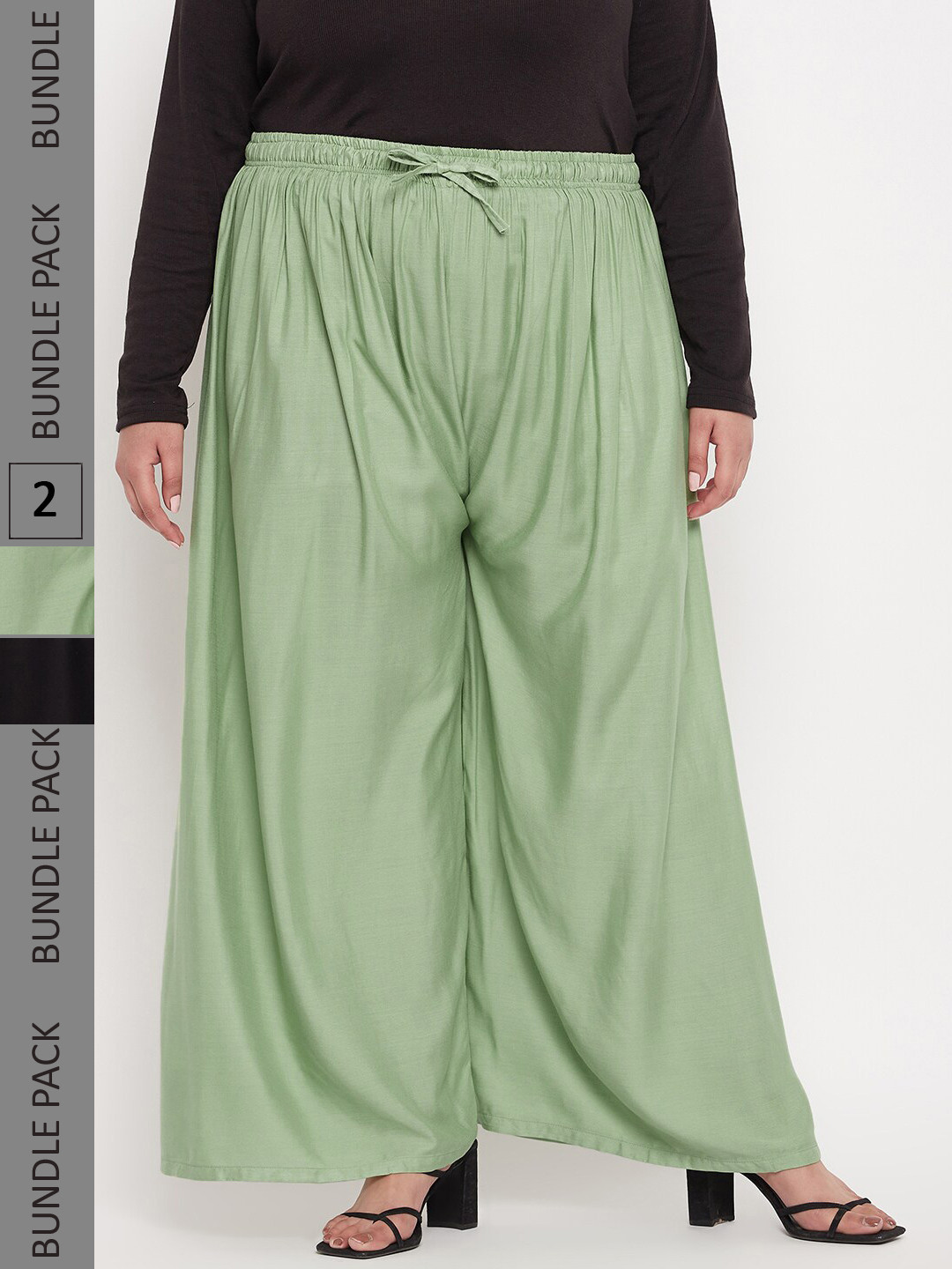 Buy CLORA CREATION PLUS Women Plus Size Pack Of 2 Straight Fit Ethnic Palazzos - Palazzos for ...