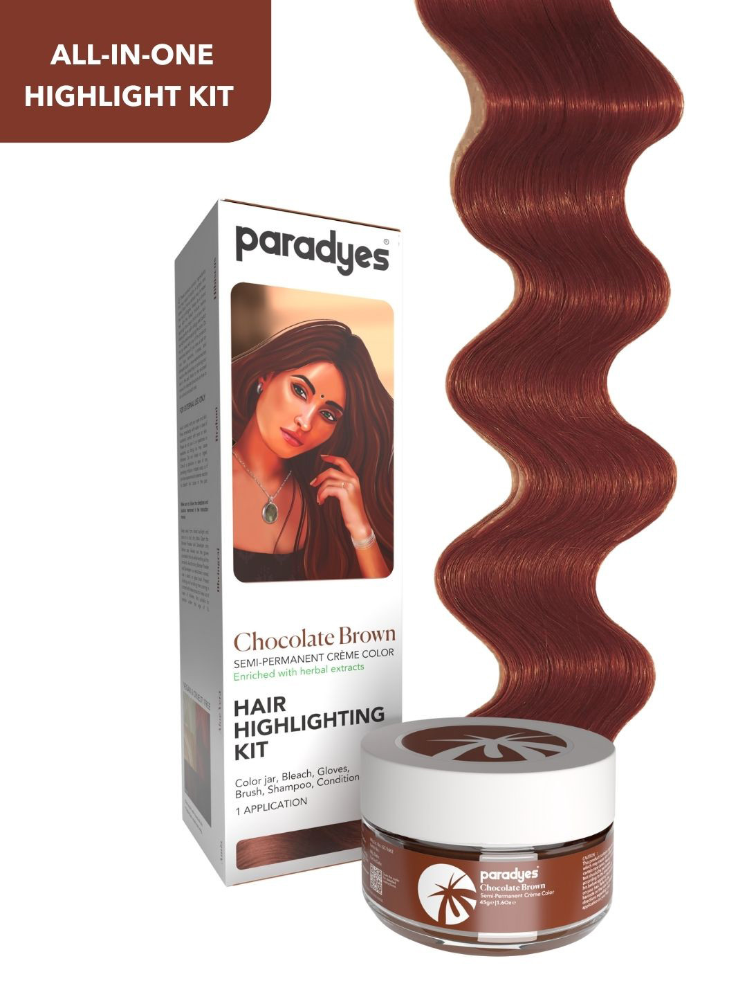Buy Paradyes Semi Permanent Hair Color Highlighting Kit 100g Chocolate ...