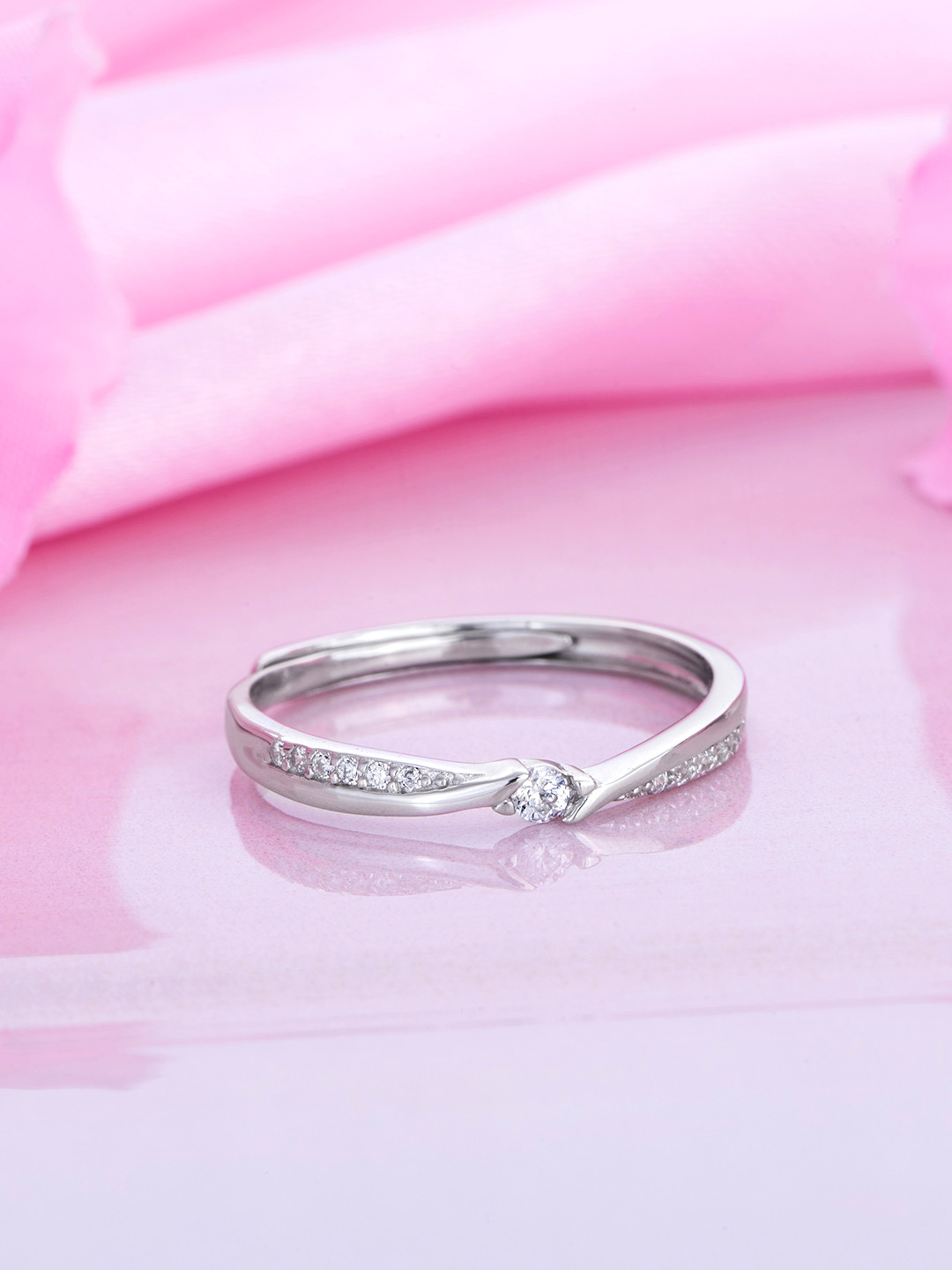 Buy Zavya Rhodium Plated CZ Studded 925 Pure Sterling Silver Finger ...