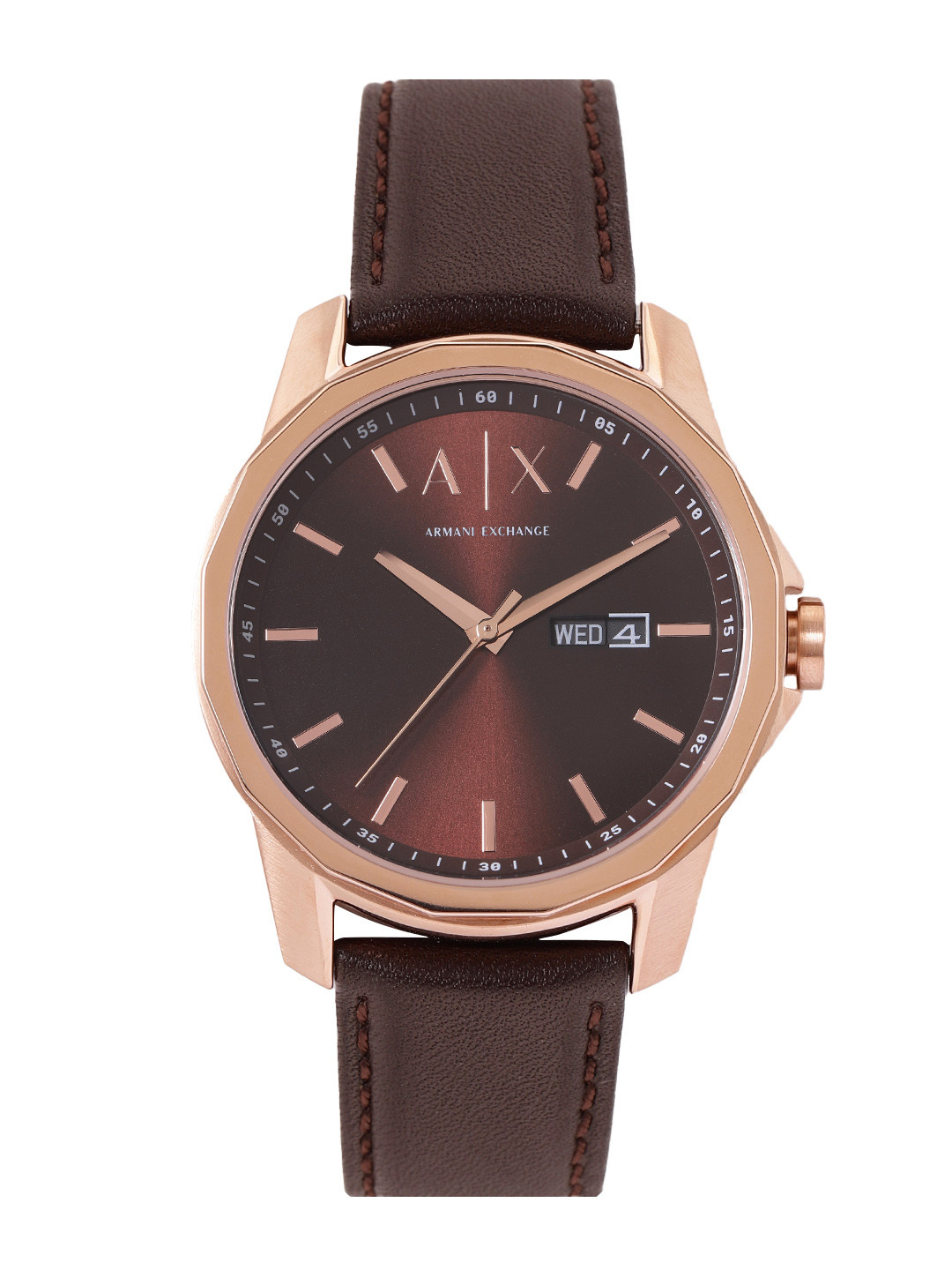 Buy Armani Exchange Men Leather Analogue Chronograph Watch AX1740 Brown ...