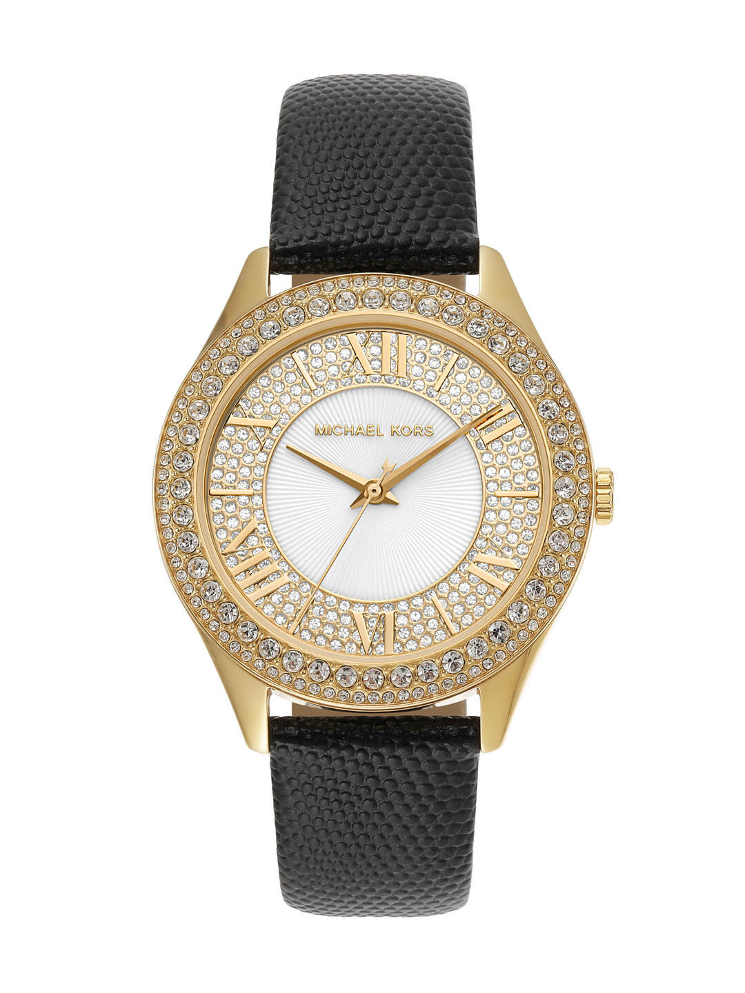 Buy Michael Kors Women Harlowe Embellished Leather Analogue Watch ...