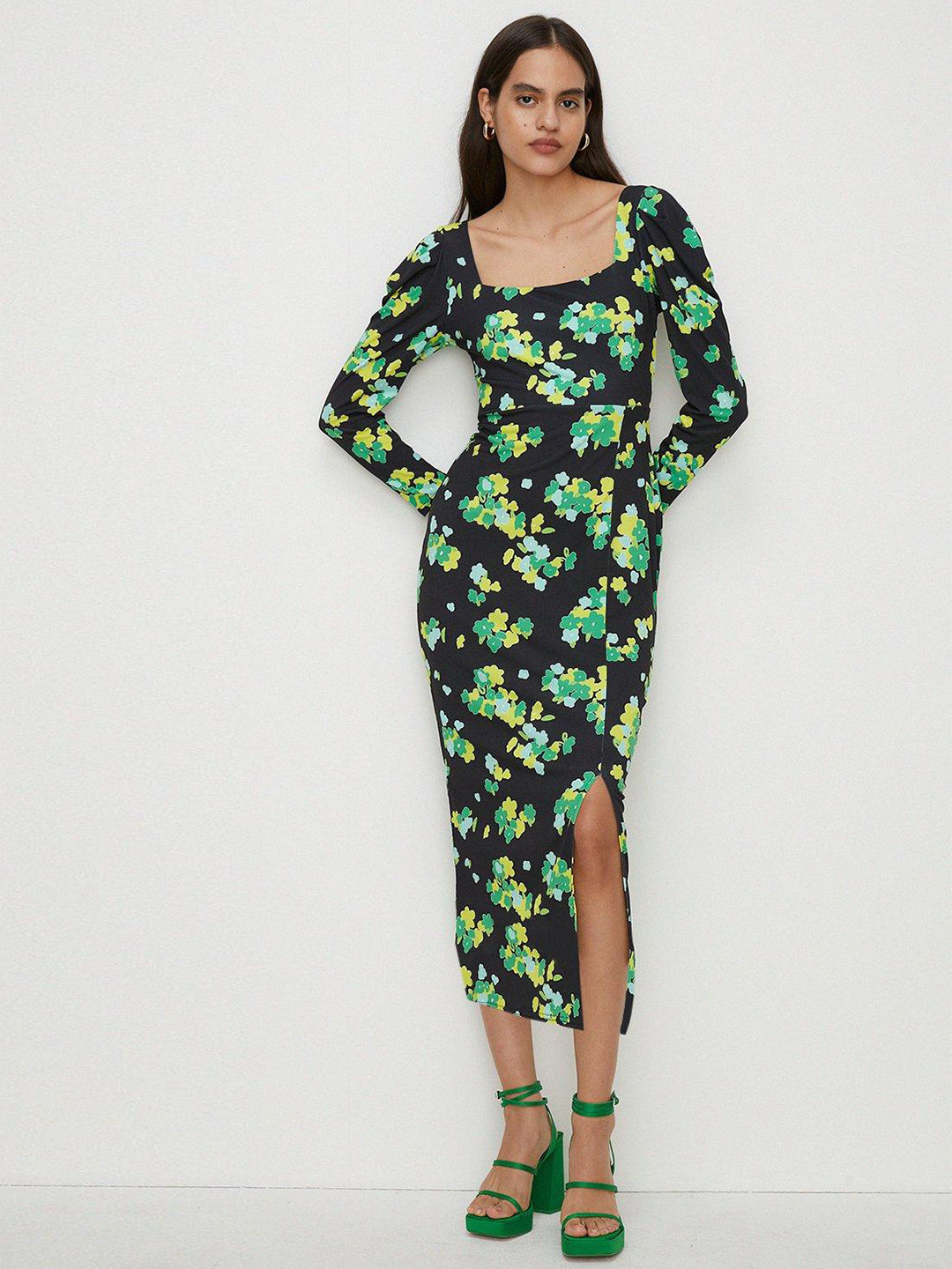 Buy OASIS Floral Printed Bodycon Midi Dress - Dresses for Women ...