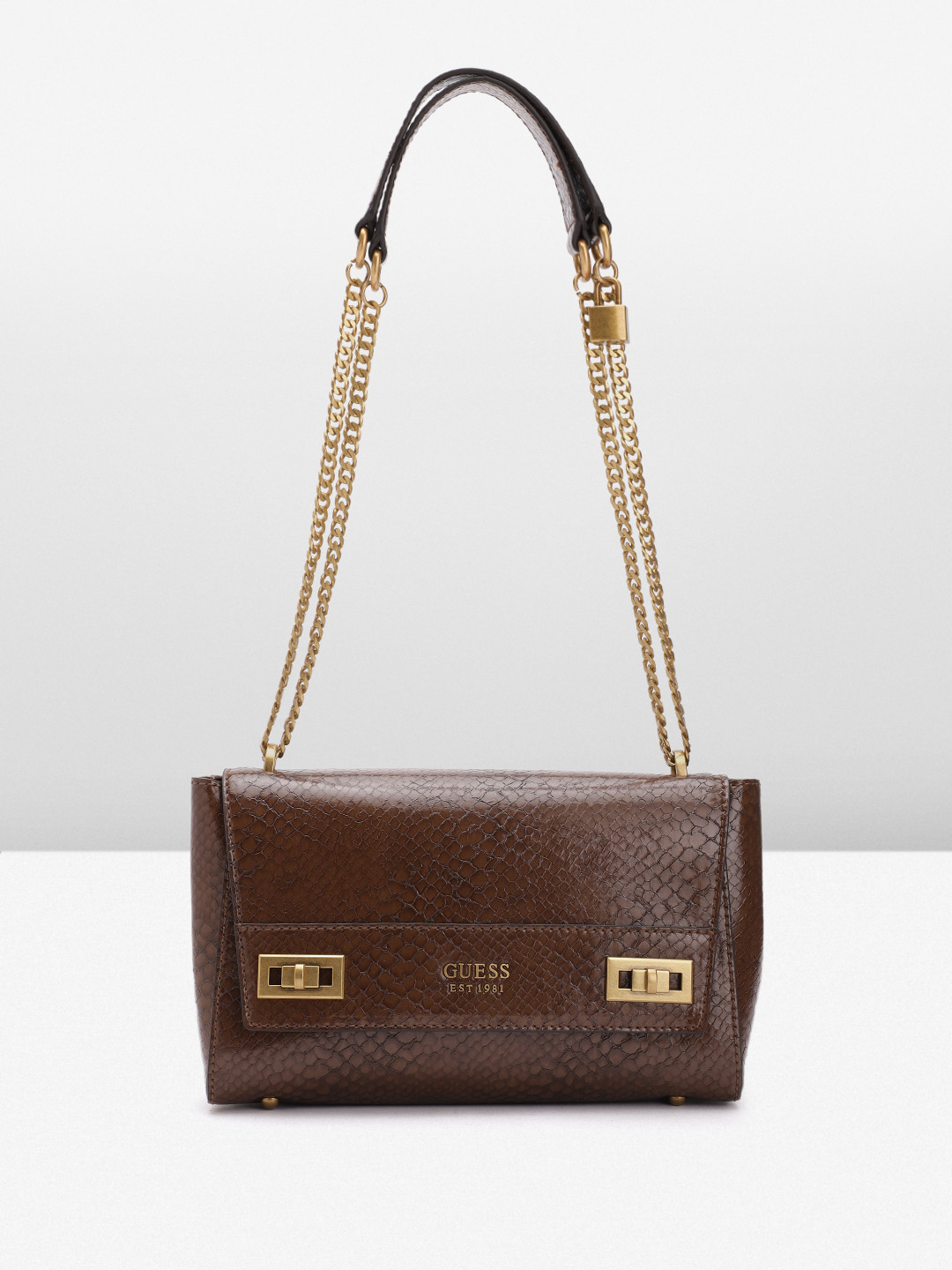 Buy GUESS Women Snake Skin Textured Structured Sling Bag - Handbags for ...