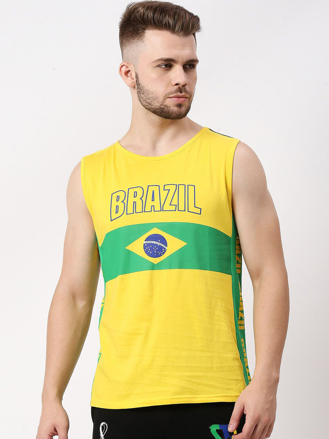 Buy FanCode Men Brazil FIFA WC'22 Printed Basic Innerwear Vests ...